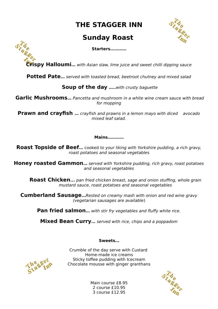 The Stagger Inn | Great Food, Excellent service